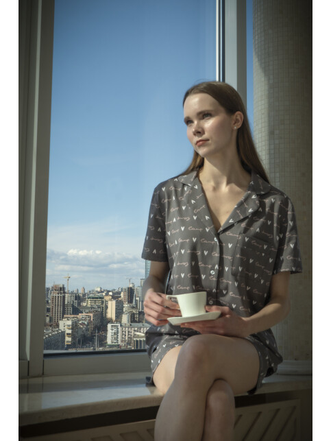 ᐅ Купити Бавовняна піжама з малюнками №1304 у Києві колір latte ️ в ...